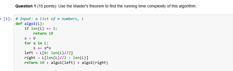 Solved Question 1 (10 points): Use the Master's theorem to | Chegg.com