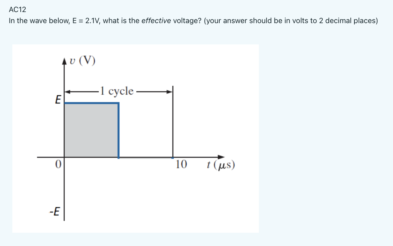 Solved AC12 In the wave below, E=2.1 V, what is the | Chegg.com