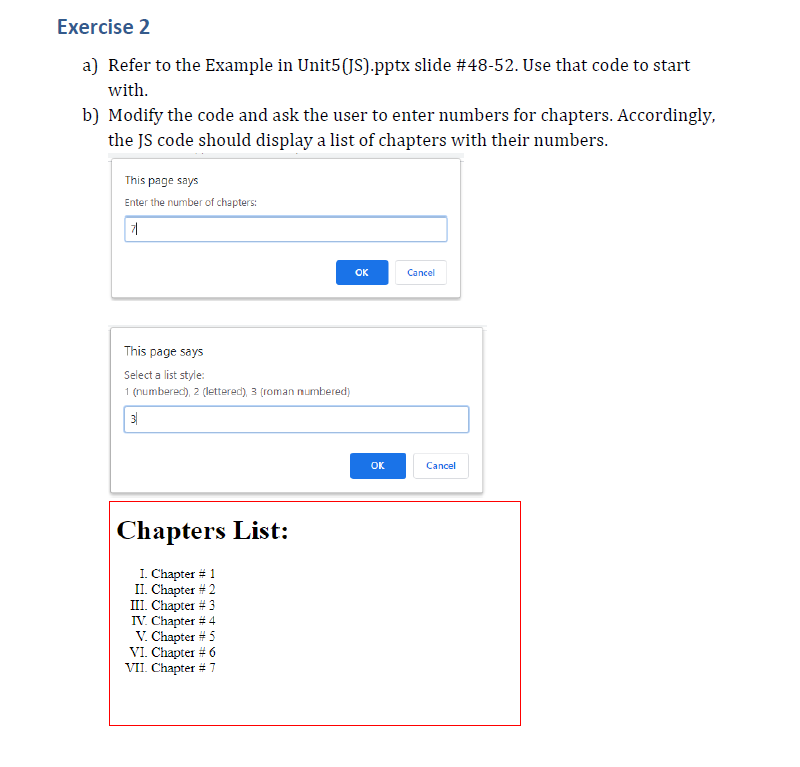 Solved Exercise 2 A Refer To The Example In Unit5 Js Pptx Chegg