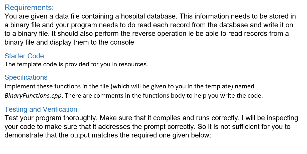 Solved Requirements: You are given a data file containing a | Chegg.com