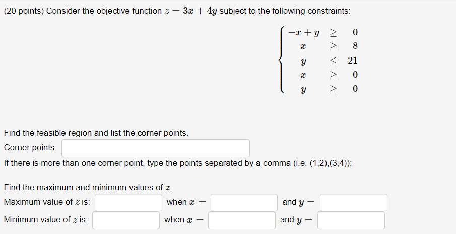 Solved Consider The Objective Function Z 3x 4yz 3x 4y