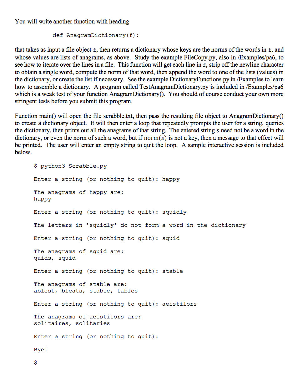 Solved In this project you will write a Python program that | Chegg.com