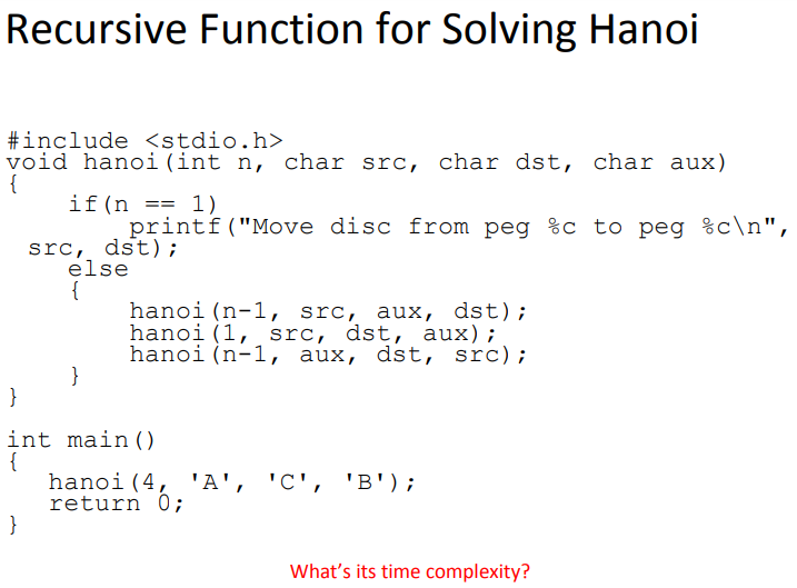 Solved Recursive Function for Solving Hanoi #include void | Chegg.com