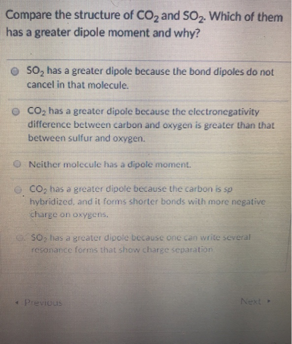 Solved Compare the structure of CO2 and SO2. Which of them | Chegg.com