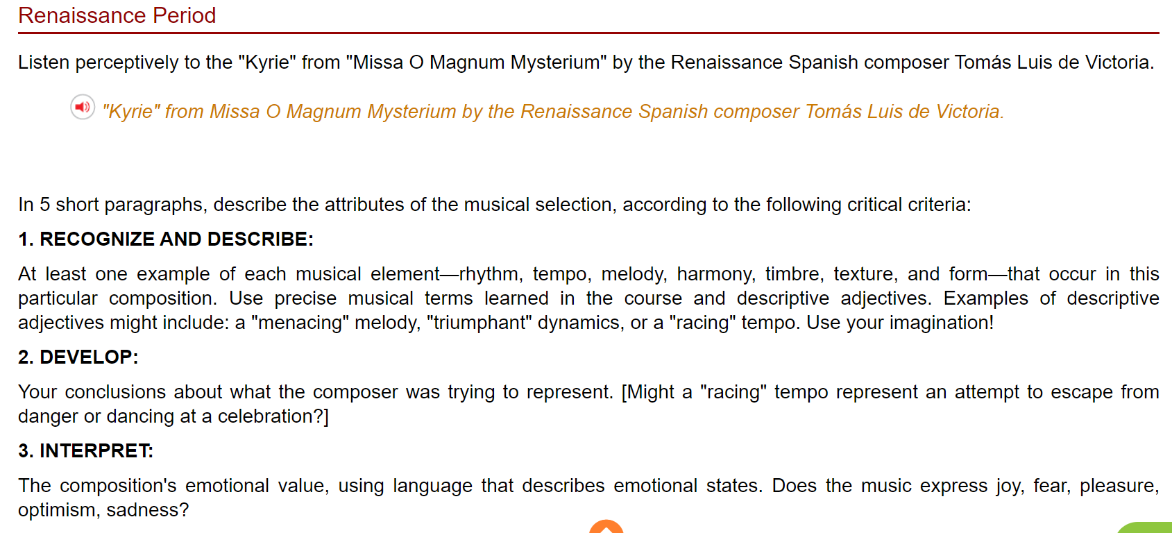 Solved Renaissance PeriodListen perceptively to the "Kyrie" | Chegg.com