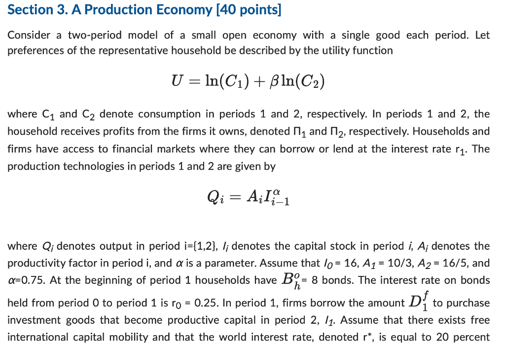 Solved 3.a) (8 points) Compute output and profits in period | Chegg.com