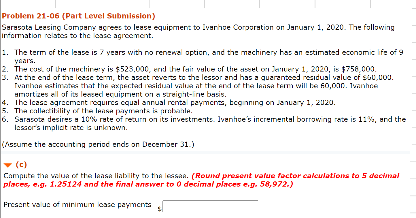 Solved Problem 21-06 (Part Level Submission) Sarasota | Chegg.com