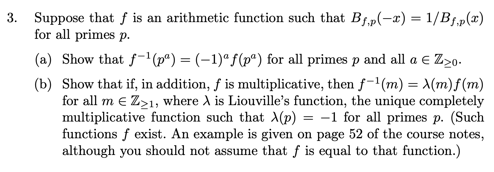 Solved Suppose that f ﻿is an arithmetic function such that | Chegg.com