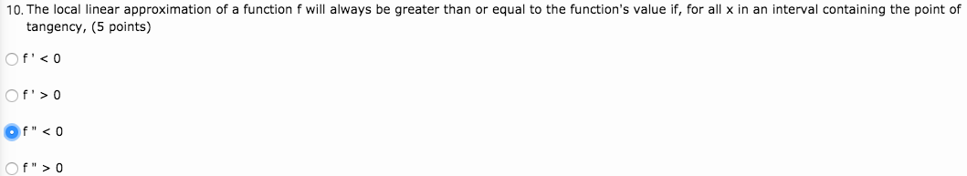 Solved 10. The local linear approximation of a function f | Chegg.com