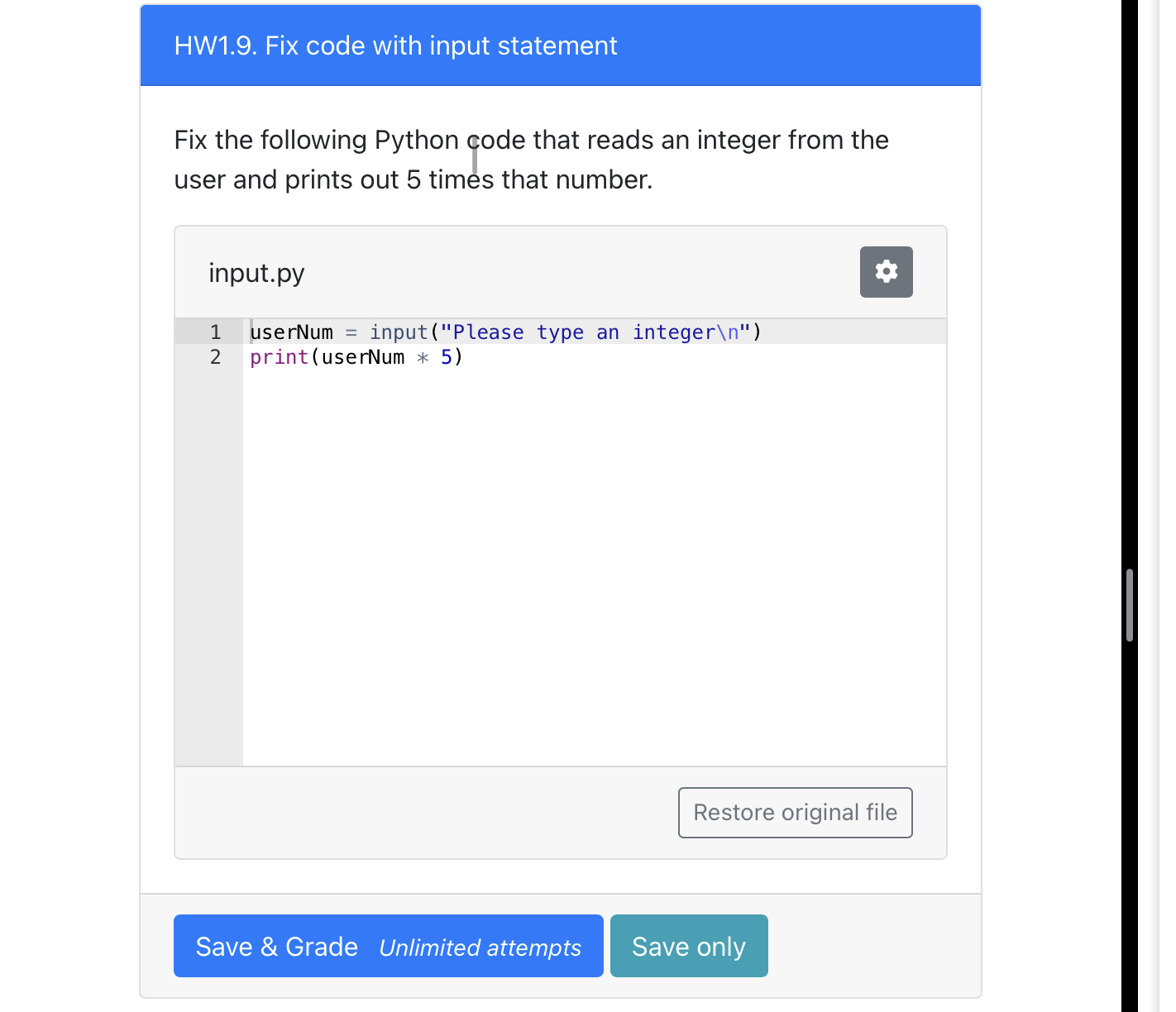 Solved Fix The Following Python Code That Reads An Integer