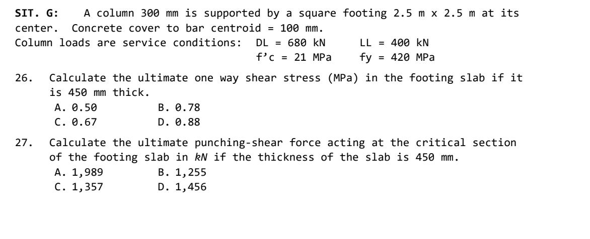 Solved SIT. G: A column 300 mm is supported by a square | Chegg.com