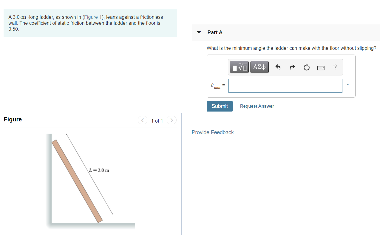 Solved A3.0-m-long ladder, as shown in (Figure 1), leans | Chegg.com