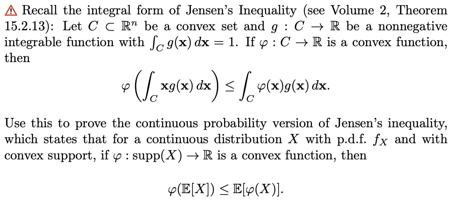 Solved Recall the integral form of Jensen's Inequality | Chegg.com