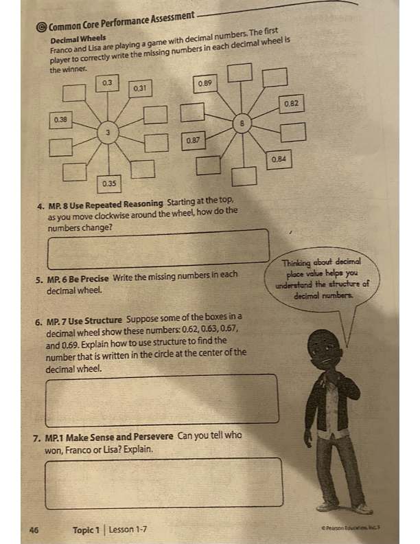 Solved Common Core Performance Assessment Decimal Wheels | Chegg.com