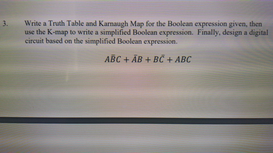 Solved Write a Truth Table and Karnaugh Map for the Boolean | Chegg.com