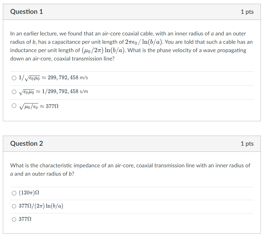 Solved In an earlier lecture, we found that an air-core | Chegg.com