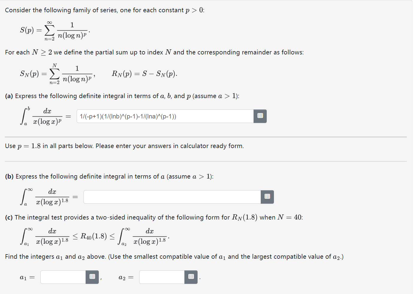 Solved Consider the following family of series, one for each | Chegg.com