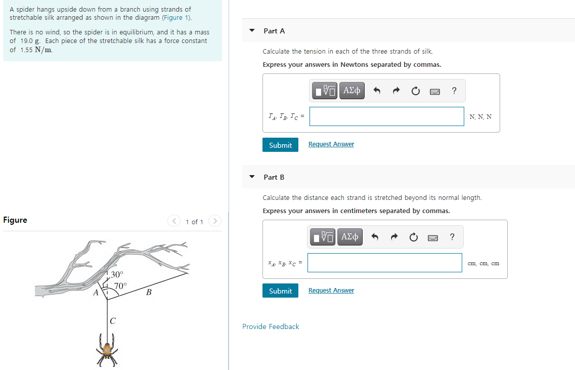 Solved A spider hangs upside down from a branch using | Chegg.com