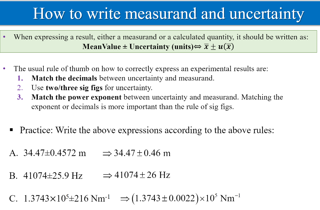 Solved How to write measurand and uncertainty • When | Chegg.com