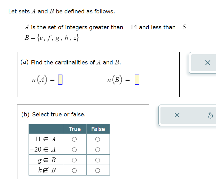 Solved Let sets A and B be defined as follows. A is the set | Chegg.com
