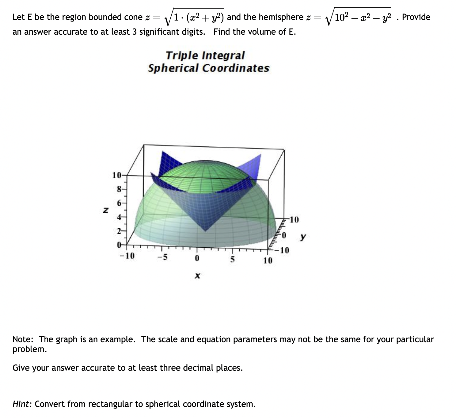 Solved Let E be the region bounded cone z=1⋅(x2+y2) and the | Chegg.com