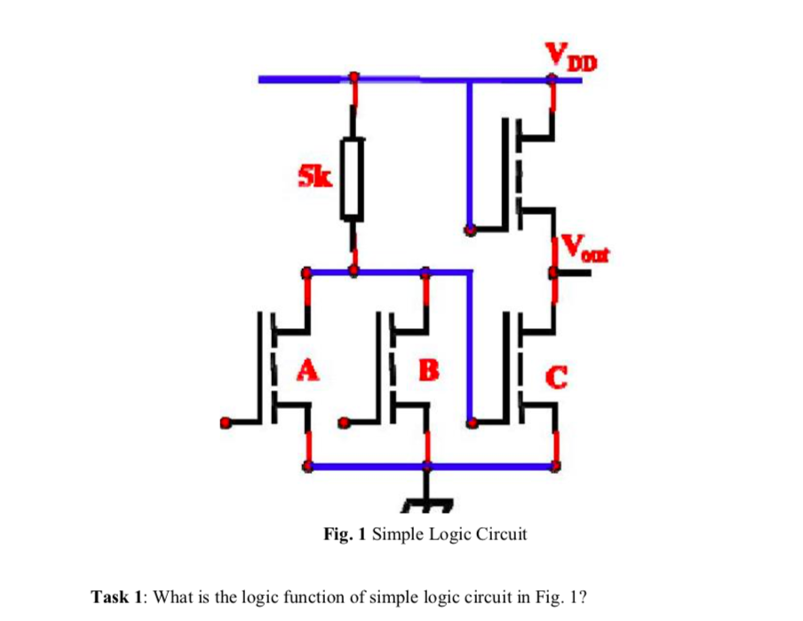 Solved VOD Sk V out Fig. 1 Simple Logic Circuit Task 1: What | Chegg.com