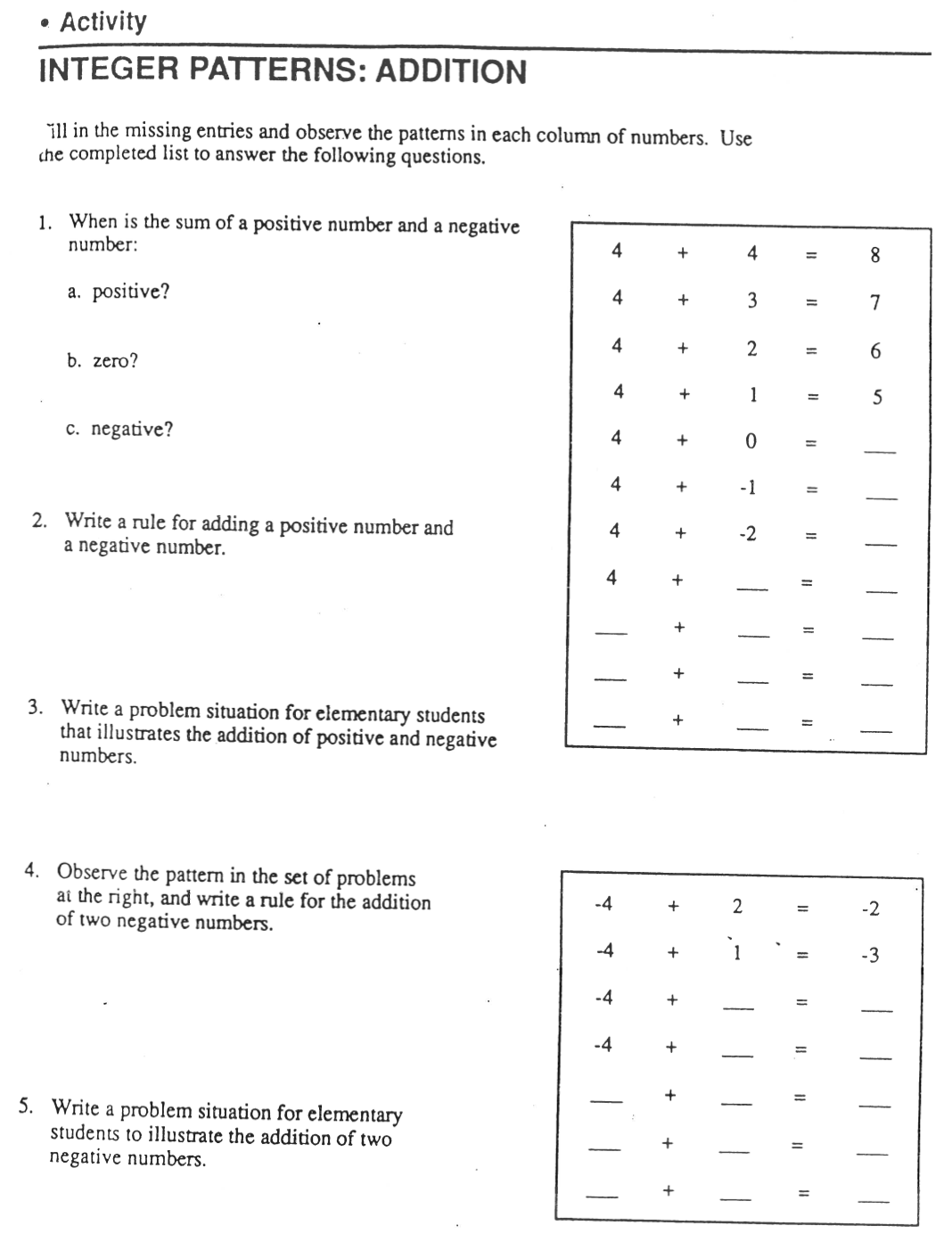Solved ill in the missing entries and observe the patterns | Chegg.com
