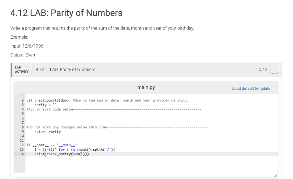 (Solved) : 12 Lab Parity Numbers Write Program Returns Parity Sum Date ...