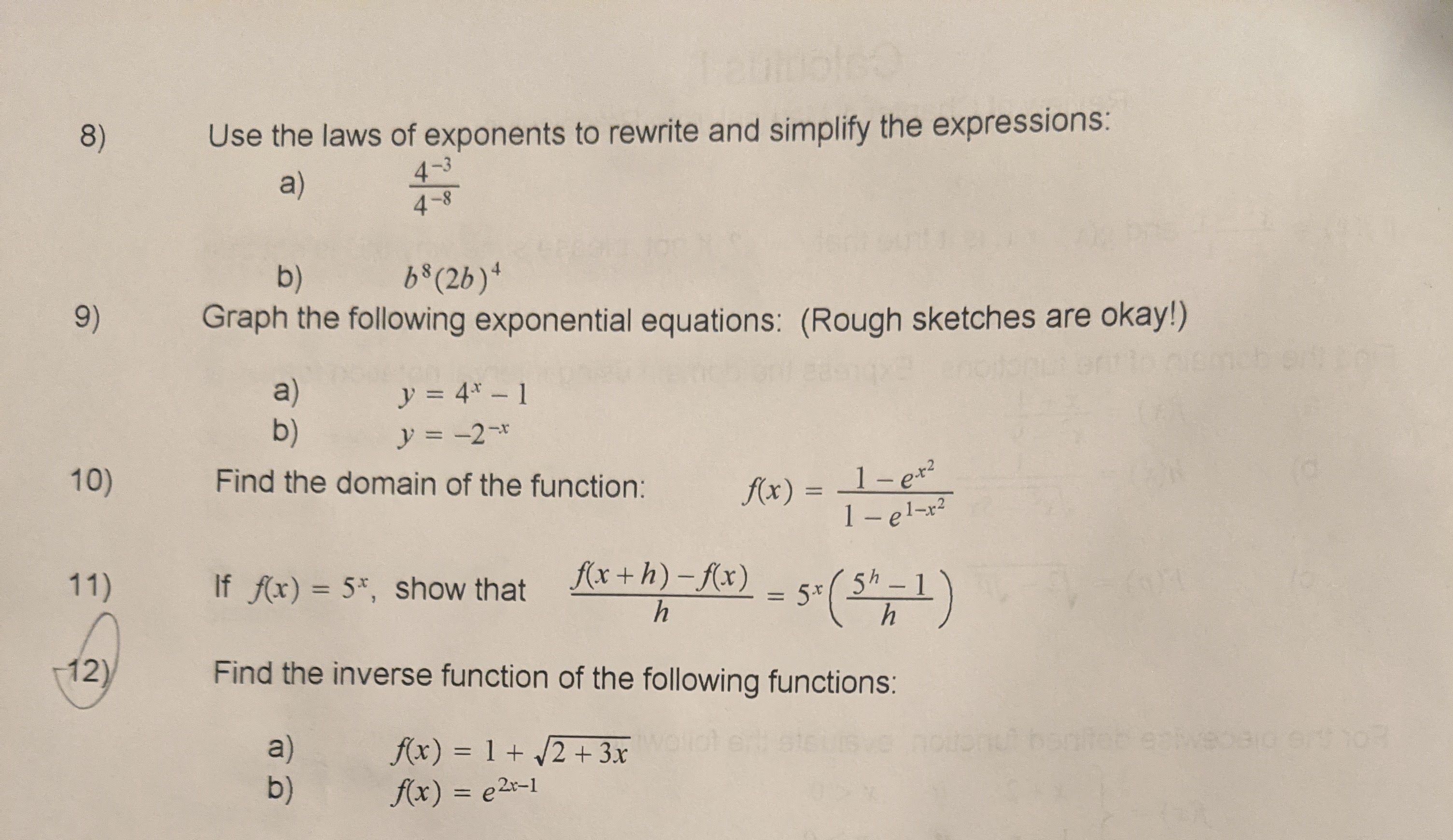 Solved 8) Use the laws of exponents to rewrite and simplify | Chegg.com