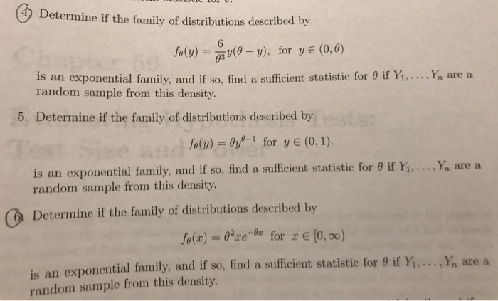 Solved Determine if the family of distributions described by | Chegg.com