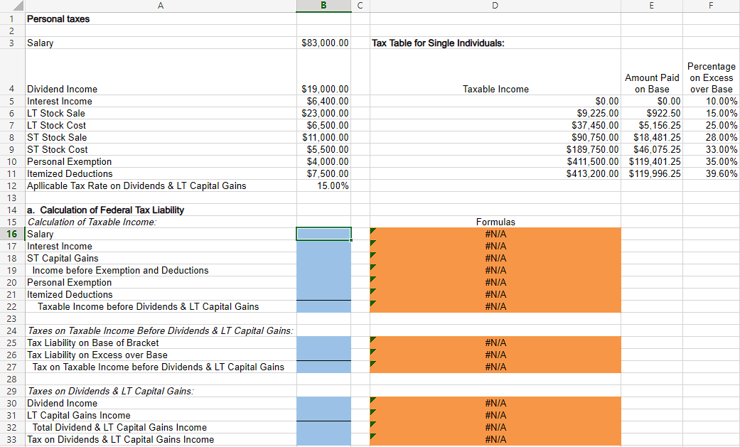 Total Federal Tax Liability b. Calculation of | Chegg.com