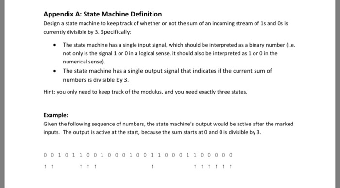 Solved Appendix A: State Machine Definition Design a state | Chegg.com