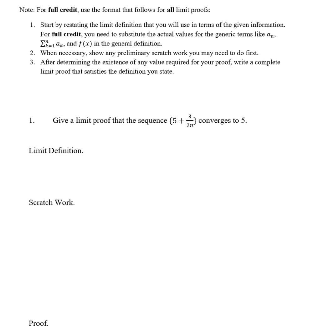 Solved Note: For full credit, use the format that follows | Chegg.com