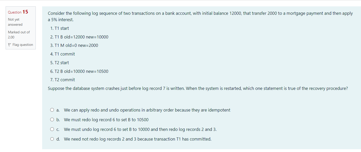 Solved Consider the following log sequence of two | Chegg.com