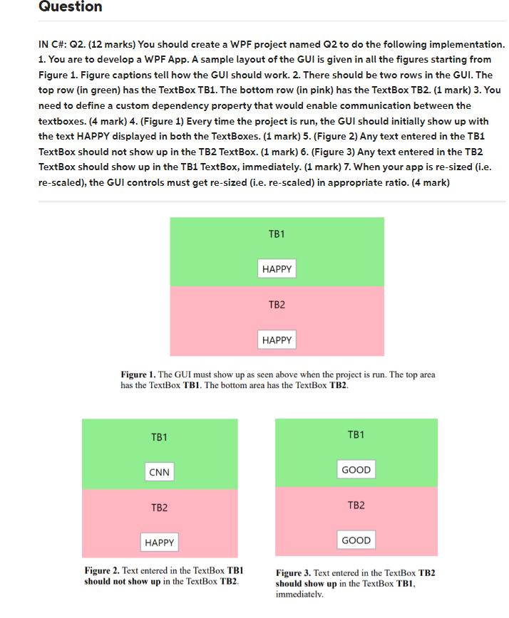 IN C\#: Q2. (12 marks) You should create a WPF | Chegg.com