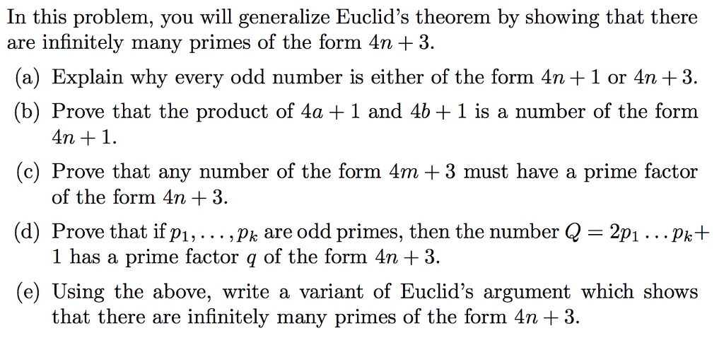 Solved In this problem, you will generalize Euclid’s theorem | Chegg.com