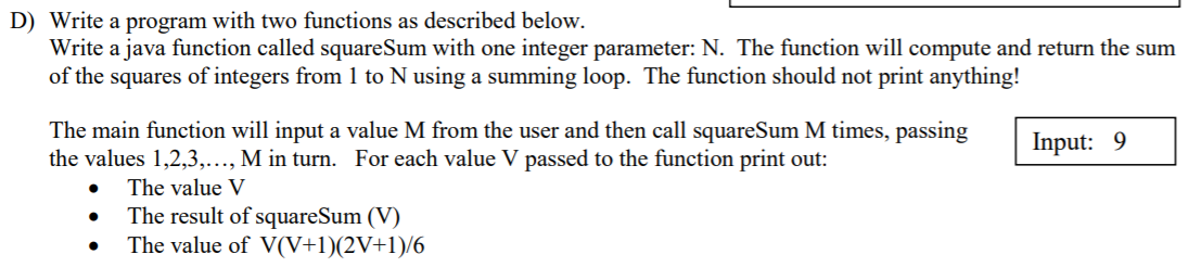 Solved D) Write a program with two functions as described | Chegg.com