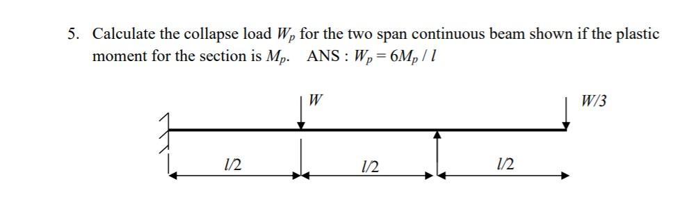 Solved 5. Calculate the collapse load Wp for the two span | Chegg.com