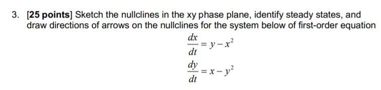Solved 3. [25 points] Sketch the nullclines in the xy phase | Chegg.com