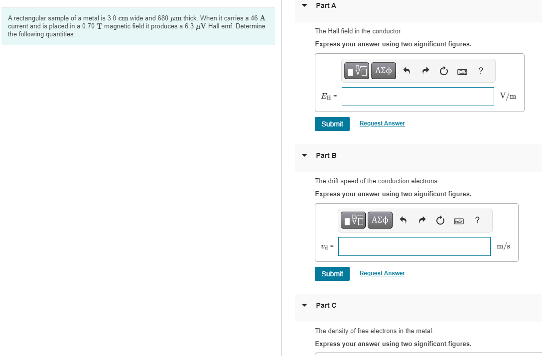 Solved A rectangular sample of a metal is 3.0 cm wide and | Chegg.com