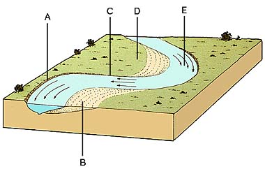 Solved The image depicts a meandering stream located in | Chegg.com