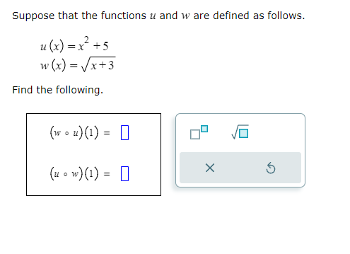Solved Suppose that the functions u ﻿and w ﻿are defined as | Chegg.com