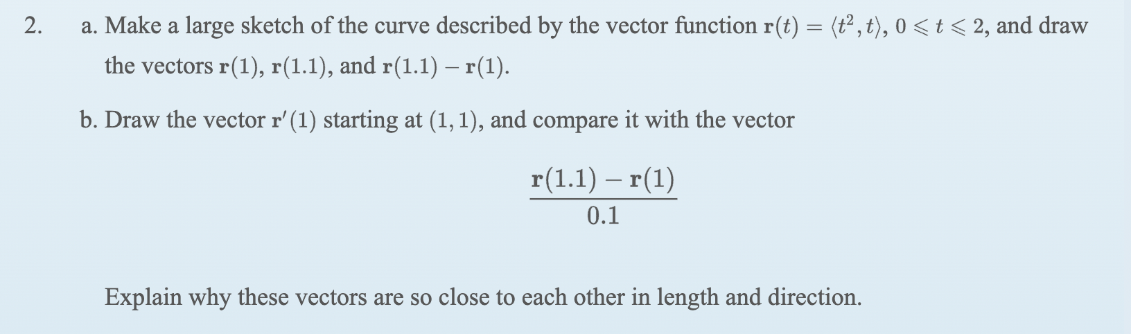 Solved 2. = a. Make a large sketch of the curve described by | Chegg.com