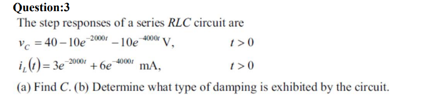 Solved Question:3 The step responses of a series RLC circuit | Chegg.com