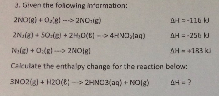 Solved Given the following information: 2NO(g) + O_2(g) | Chegg.com