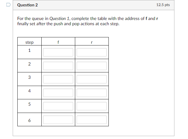 Solved For an initially empty 8-word queue shown below, | Chegg.com