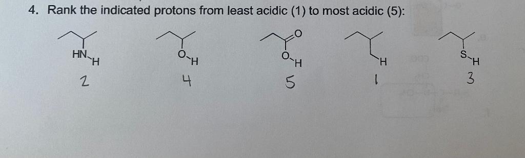 Solved Rank the indicated protons from least (1) to most | Chegg.com