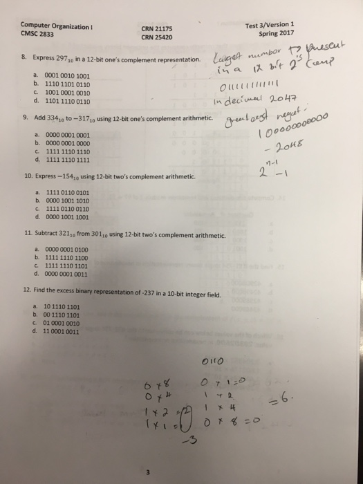 Solved Computer Organization I CMSC 2833 CRN 21175 CRN 25420 | Chegg.com