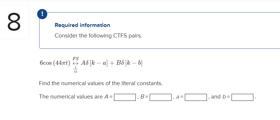 Solved 8 Required information Consider the following CTFS | Chegg.com
