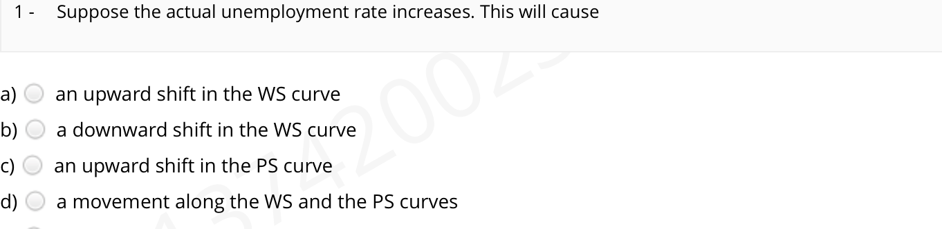 Solved 1 - Suppose the actual unemployment rate increases. | Chegg.com